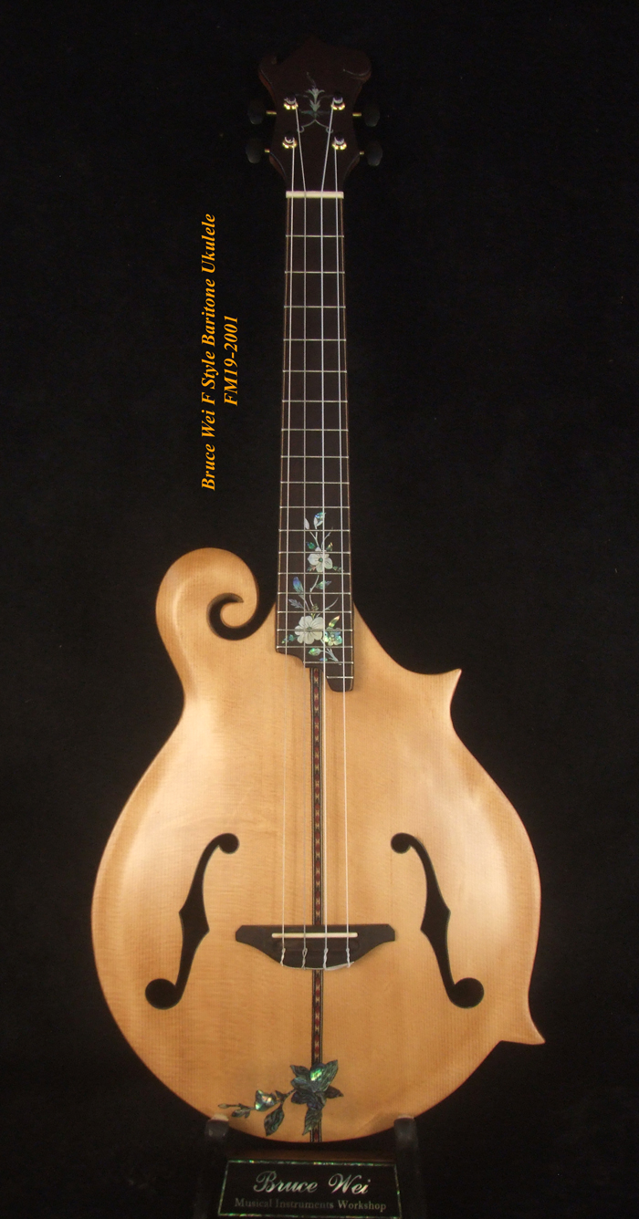 Spruce, Acacia F Style ArchTop Baritone Ukulele, Abalone Inlay FM19-2001