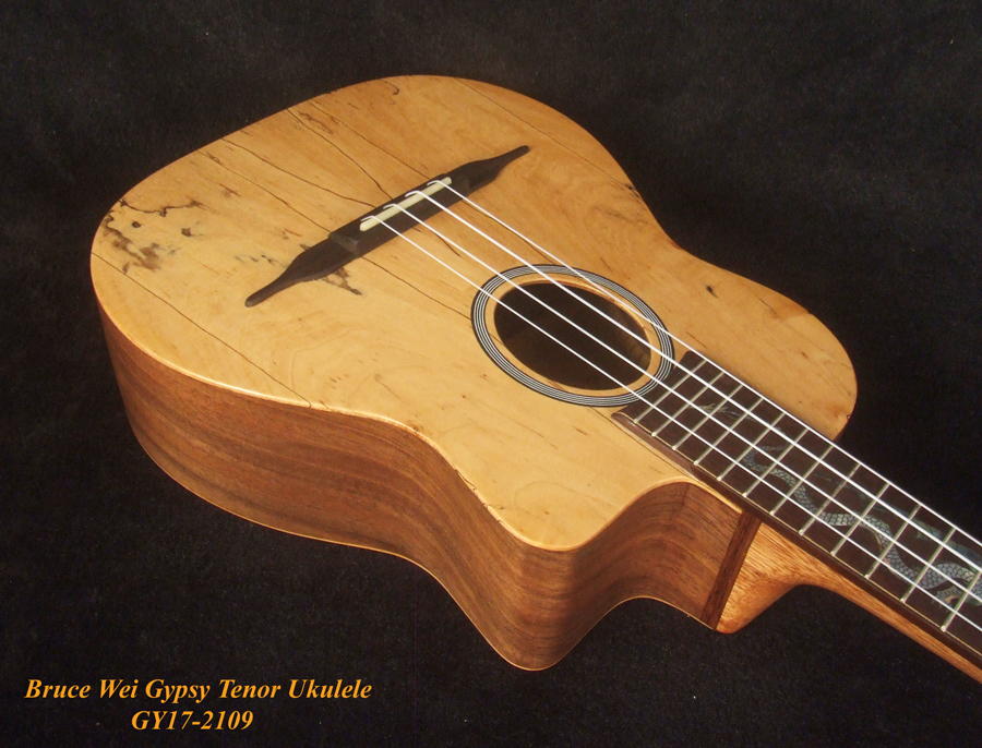 Bruce Wei Spalted Maple Gypsy Tenor Ukulele, Dragon GY17-2109
