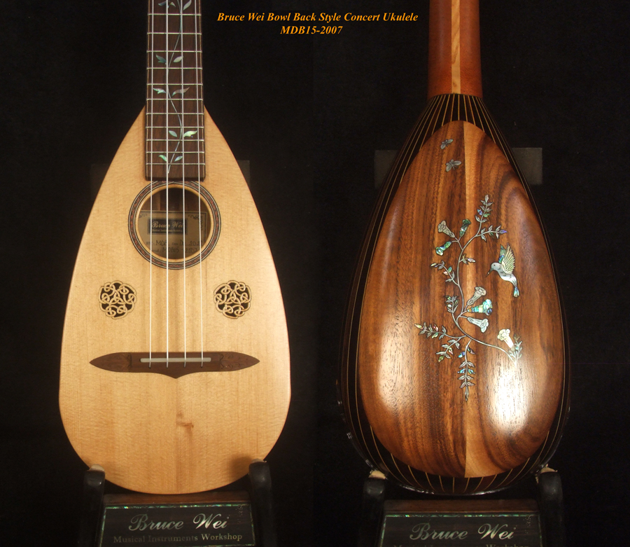 Bowl Back Style Concert Ukulele, Humming Bird Inlay MDB15-2007