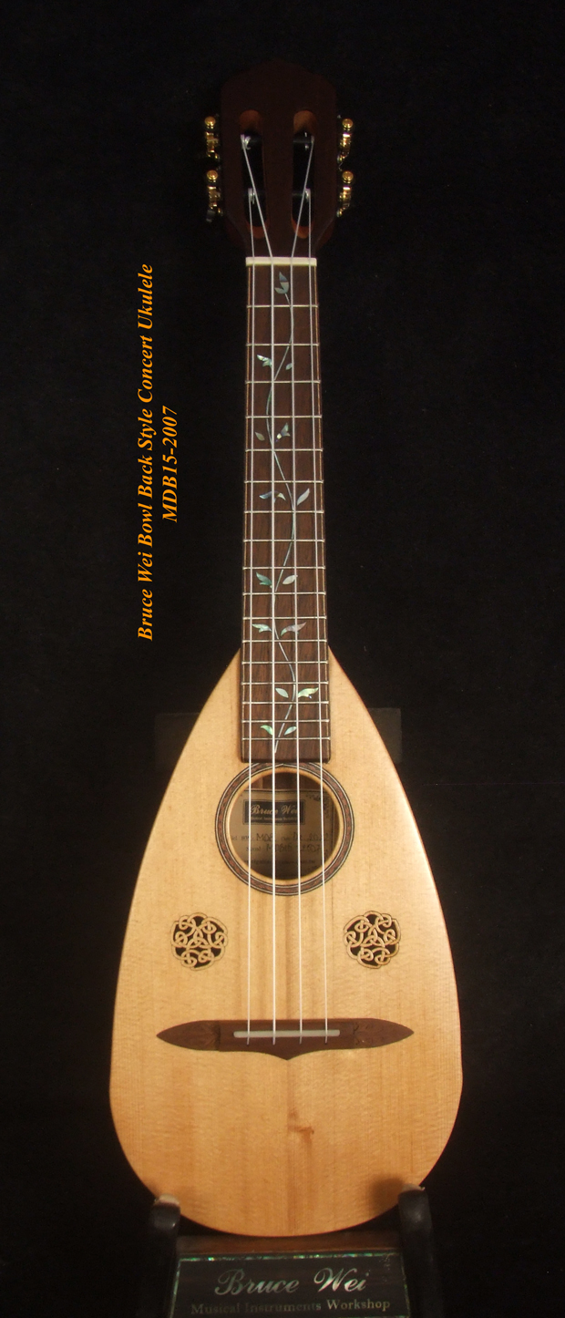 Bowl Back Style Concert Ukulele, Humming Bird Inlay MDB15-2007