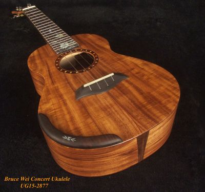 Curly Acacia Concert Ukulele,Worth String MOP Inlay UG15-2877