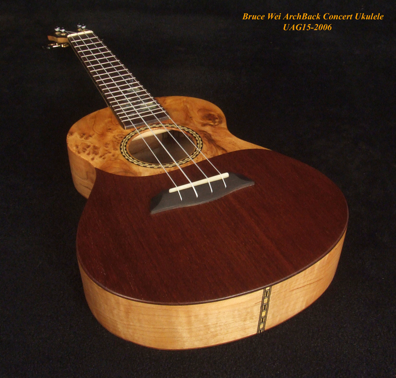 Carved ArchBack Curly Maple,Burl Wood, Concert Ukulele,UAG15-2006