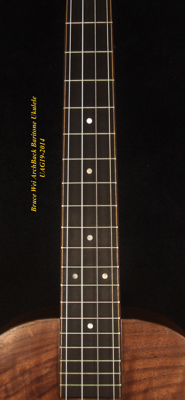 Bruce Wei Curly Hawaiian Koa, Acacia ArchBack Baritone Ukulele, Koi ...